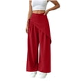 Admvng Womens Pants with Drawstring Detail Wrap Wide Leg High Waist ...