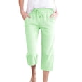 Admvng Womens Plus Size Striped Capri Pants Elastic Drawstring Waist ...