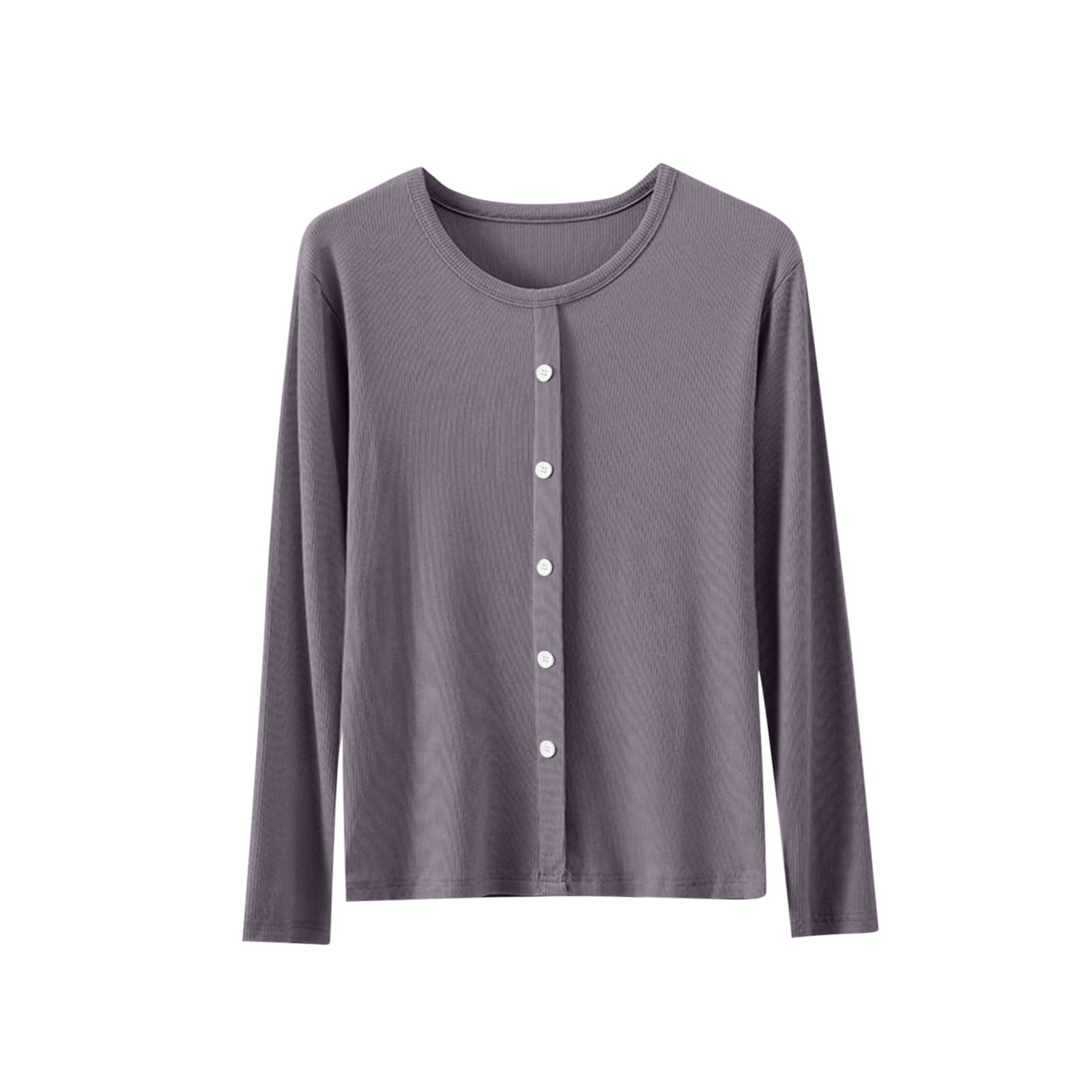 Admvng Womens Summer Tops Round Neck Solid Color Base Shirt Casual Thin ...