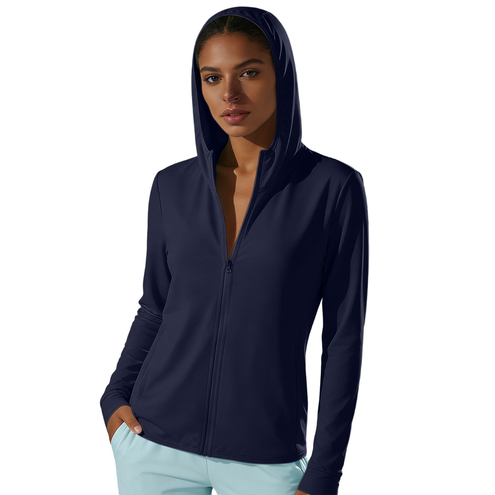 Admvng Womens Sun Protection Hooded Jacket Long Sleeve Slim Lightweight ...