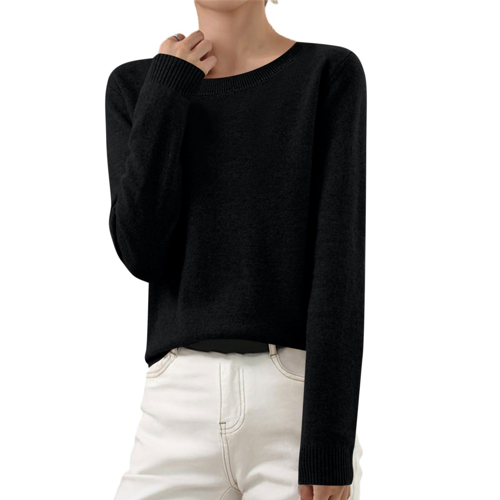 ZKCCNUK Womens Sweaters, Size S-3XL, Long Sleeve Crew Neck Lightweigh ...