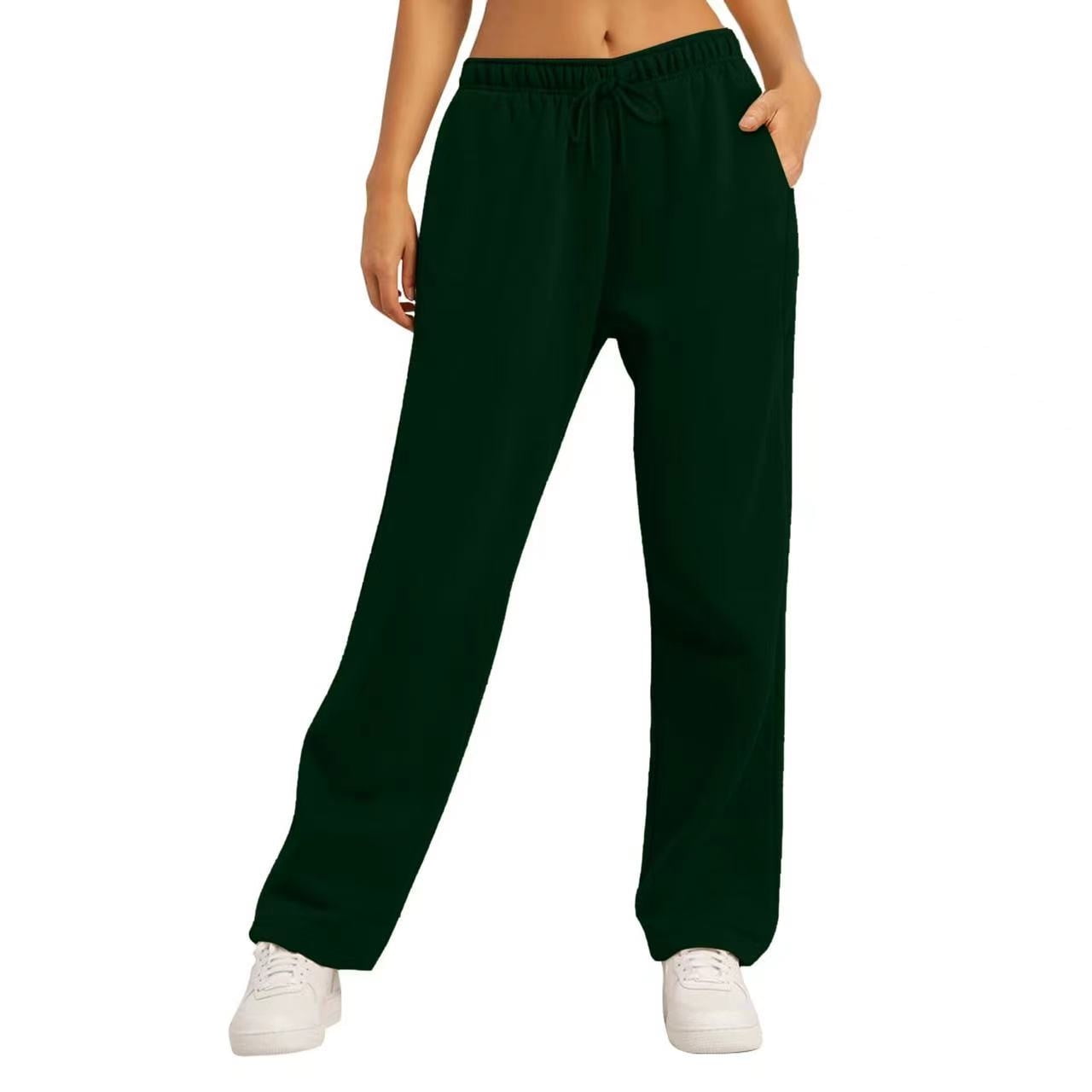 Admvng Women Sweatpants Solid Color Wide Leg Sweatpants Fall Casual ...