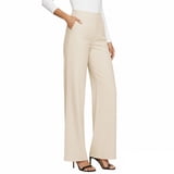 Admvng WomensPants High Waisted Wide Leg Solid Comfortable Casual Work ...
