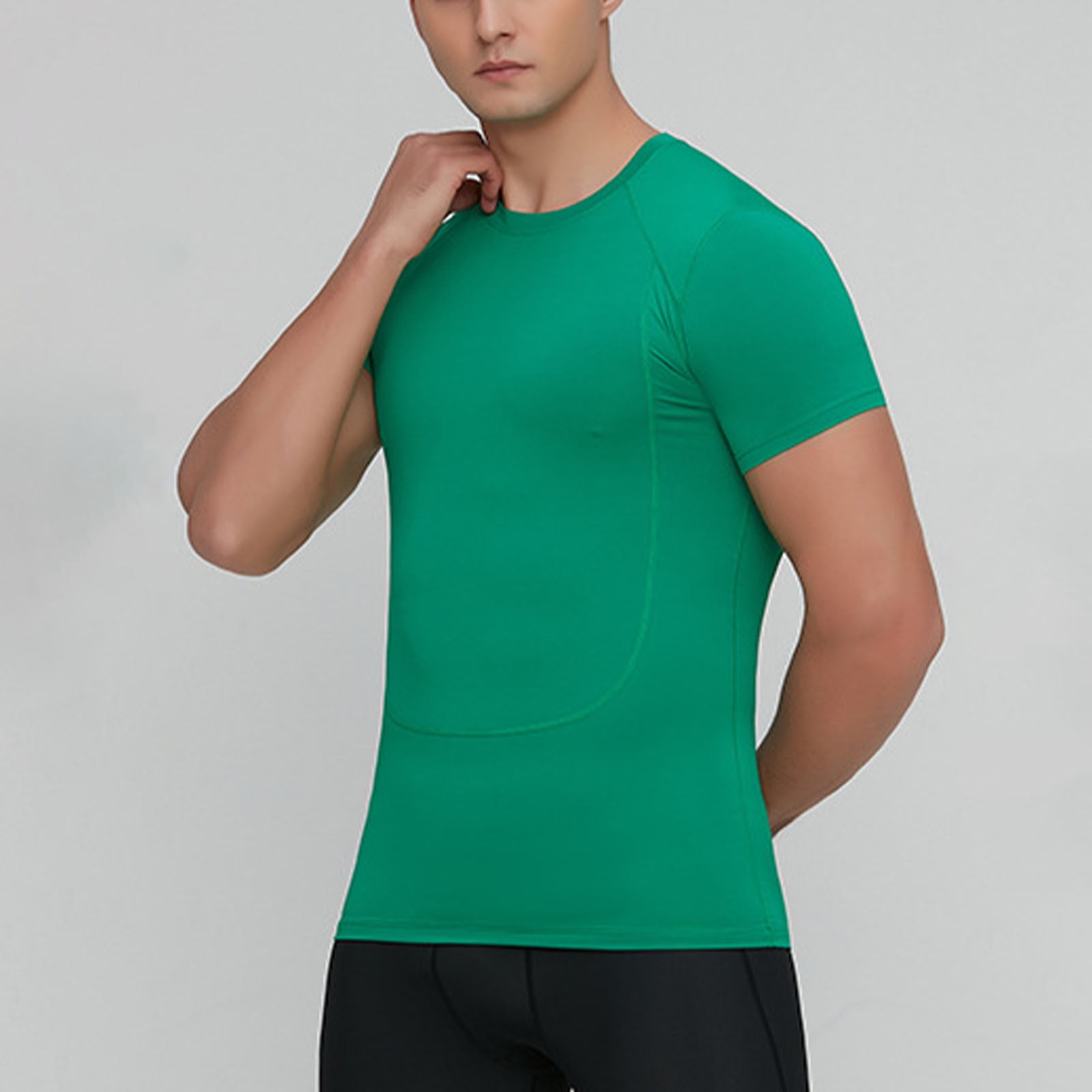 Admvng Workout Shirts for Men Casual Fashion Solid Color Stretch ...
