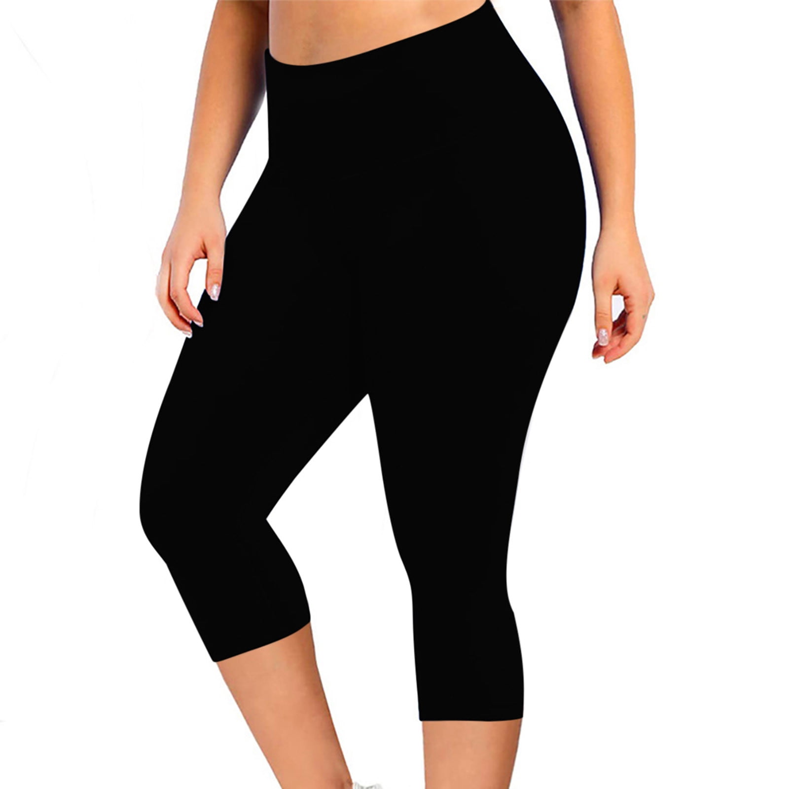 Admvng Yoga Pants Women Solid Plus with Pocket Elastic High Waist ...