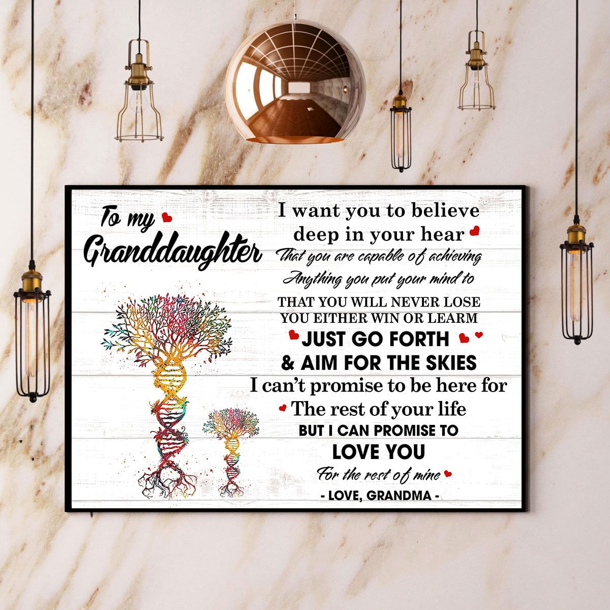 Adn Tree Grandma To My Granddaughter Love You Paper Poster No Frame ...