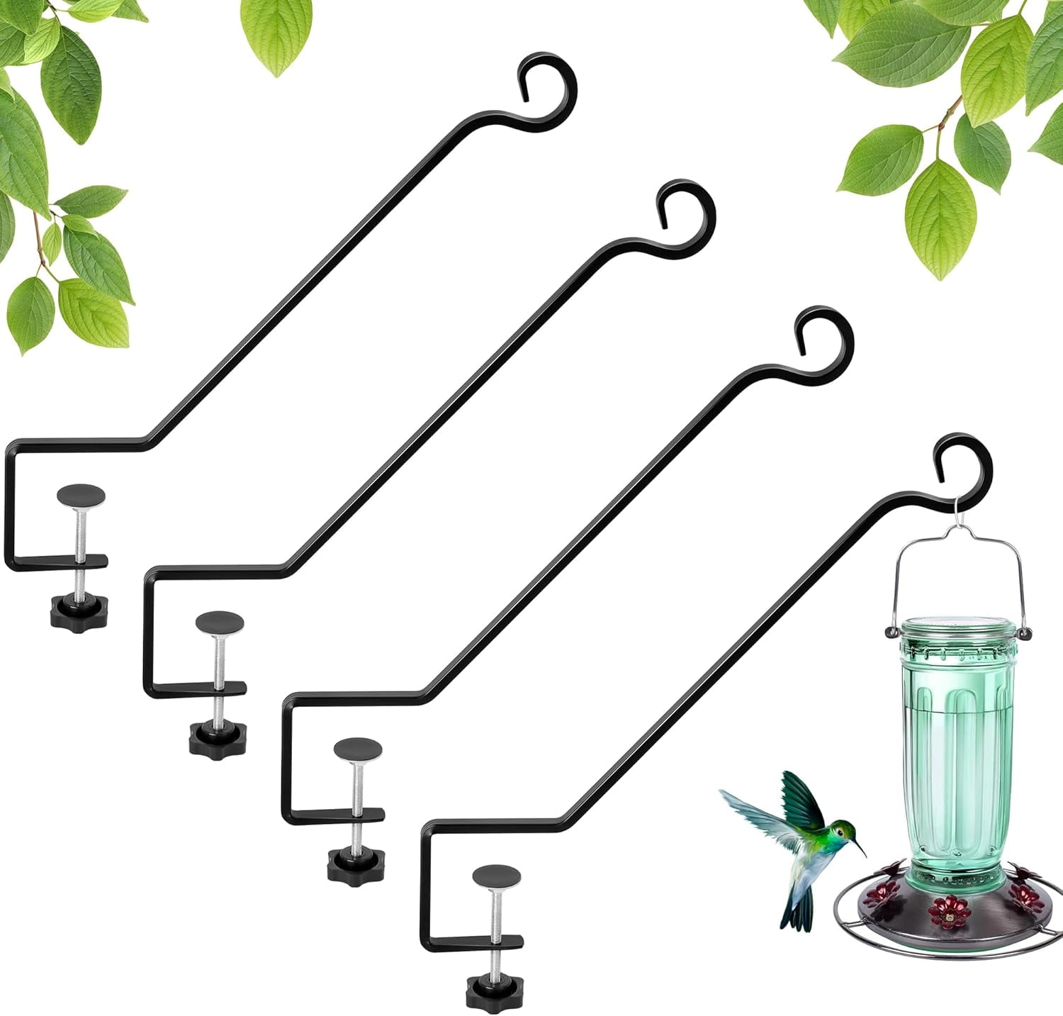 Adnee 4 Pcs Deck Bird Feeder Hanger for Railing-12.5 Inch Deck Railing ...