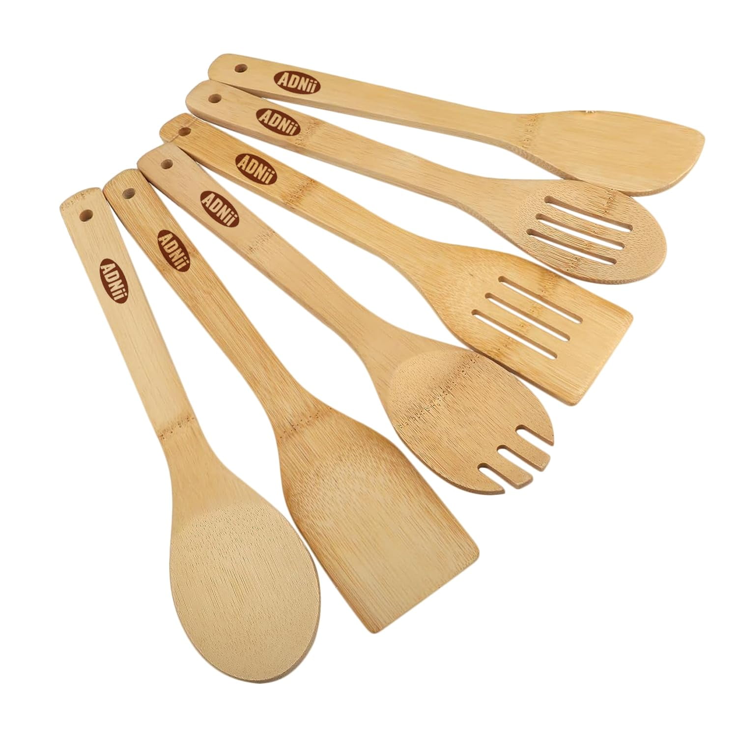 Adnii Wooden Spoons for Cooking, Bamboo Kitchen Utensils Wooden Spoons ...
