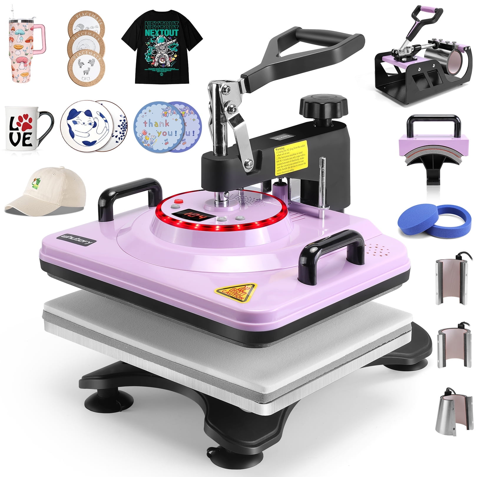 Adnoom 12 x 15 Multifunctional 8 in 1 Heat Press Machine with Double ...