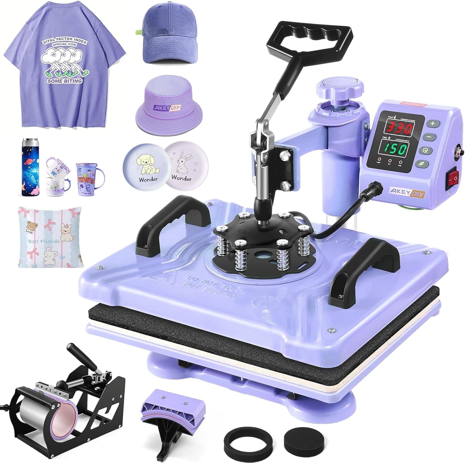 Adnoom 5 in 1 Heat Press Machine Combo,360°Swing Away Sublimation Heat ...