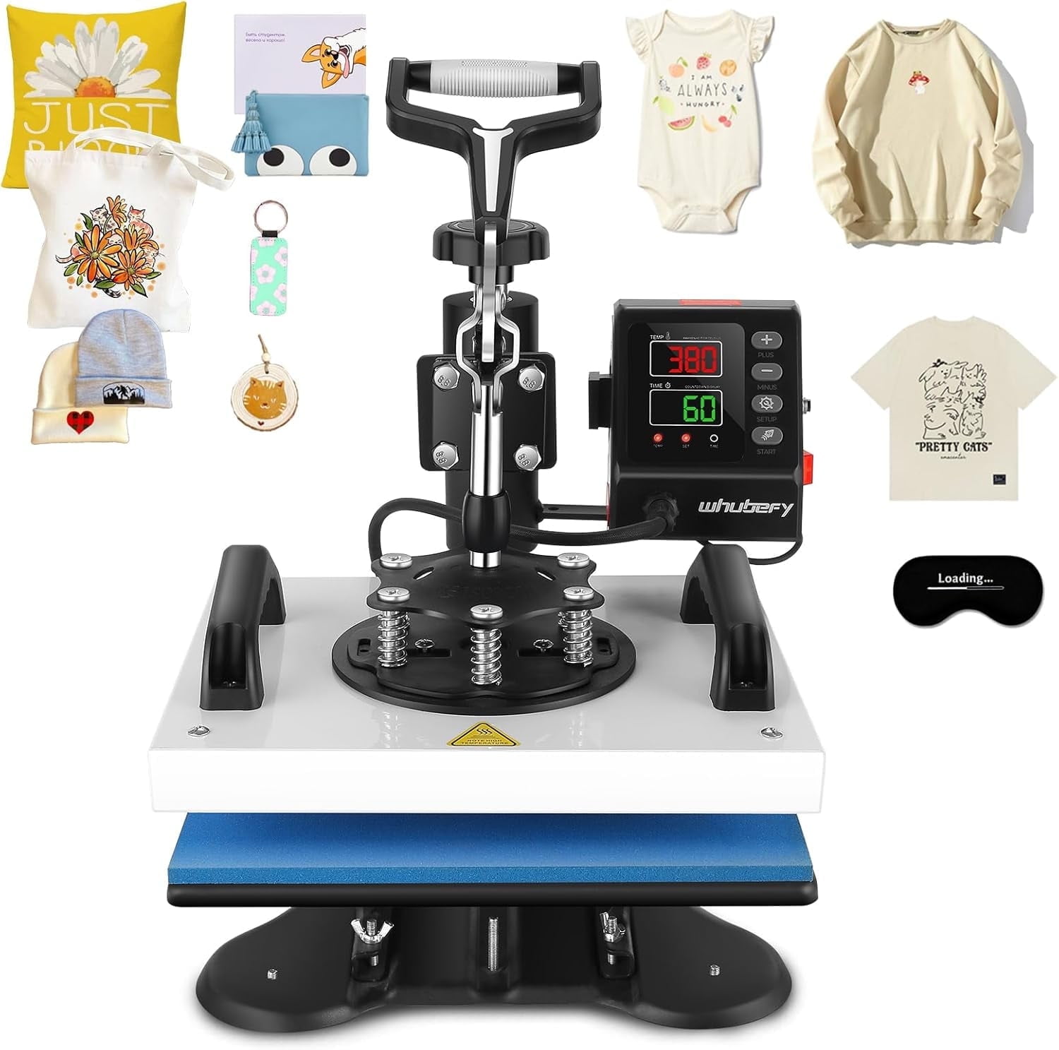 Adnoom Heat Press 12x10 with 360°Swing-Away Design, 650W Digital Shirt ...