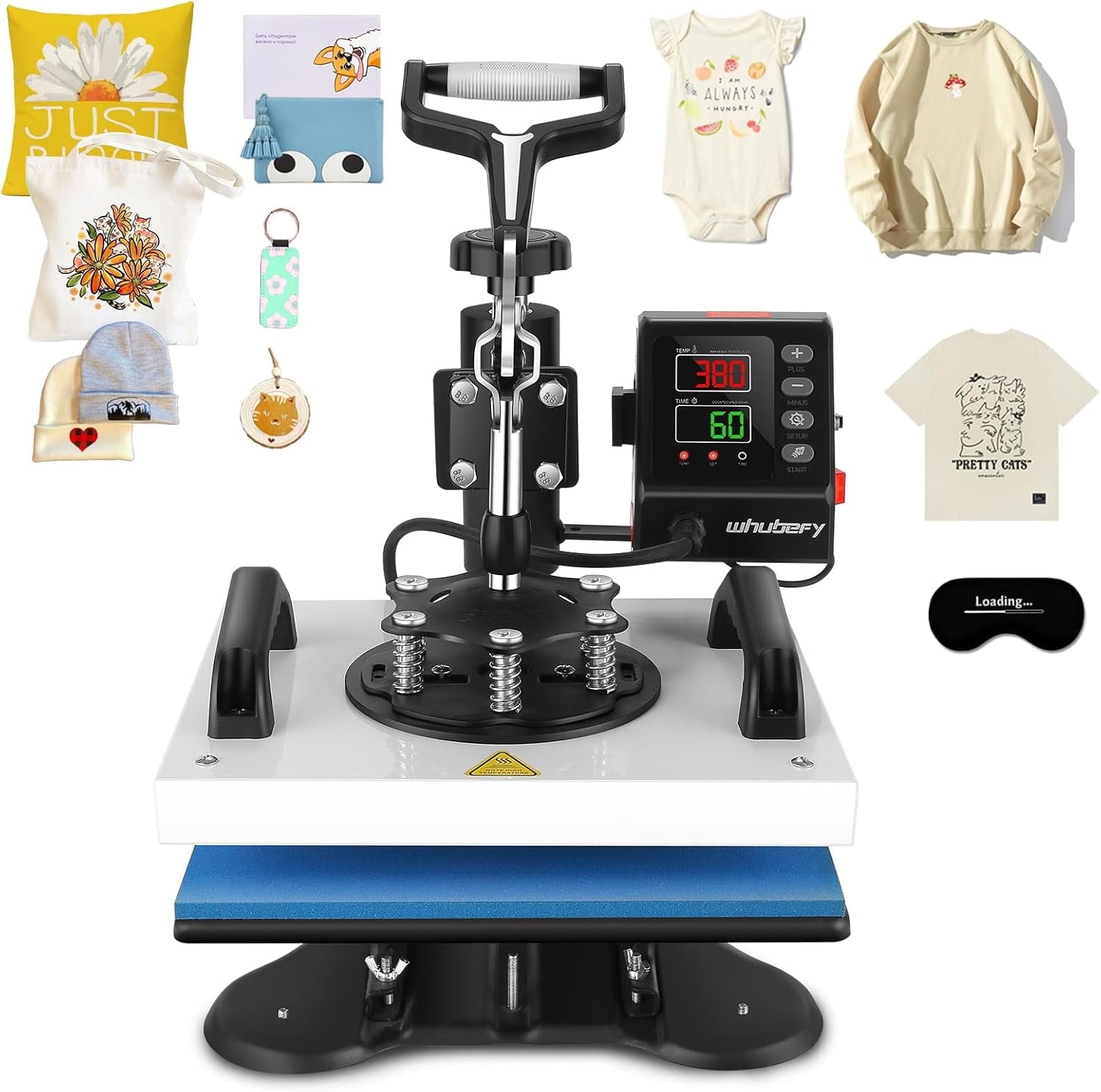 Adnoom Heat Press 12x10 with 360°Swing-Away Design, 650W Digital Shirt ...