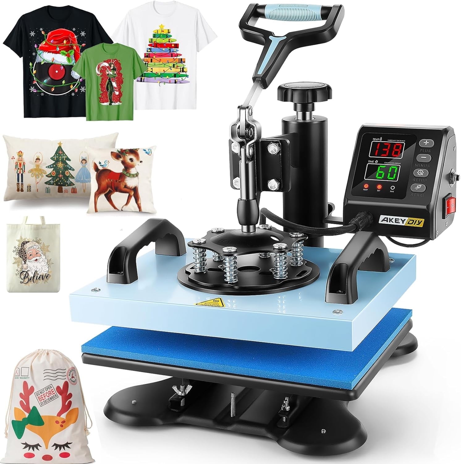 Adnoom Heat Press Machine 12"x10" with LCD Control Panel, 650W ...