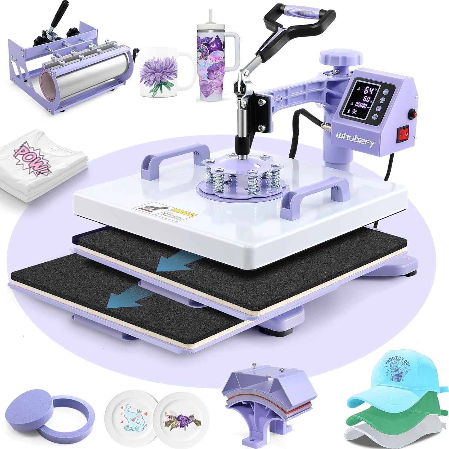 Adnoom 5 in 1 Heat Press Machine 15x15 1400W Combo Slide Out ...