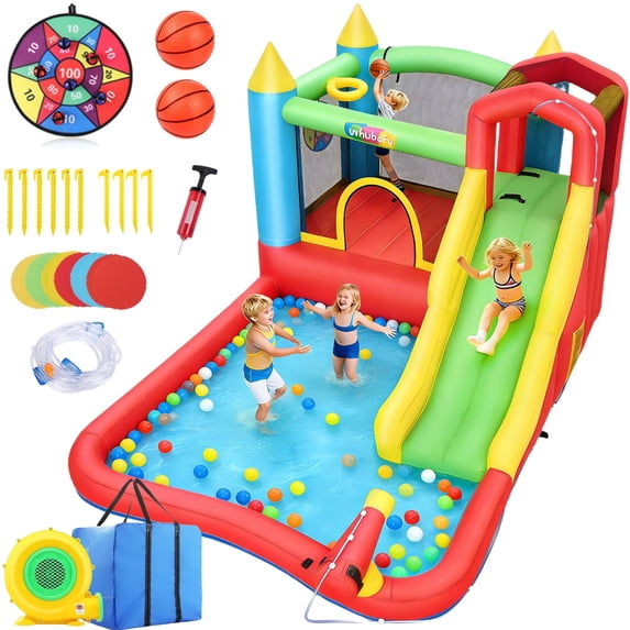 Adnoom Inflatable Bounce House with 370W Blower, Indoor Kids Bounce ...