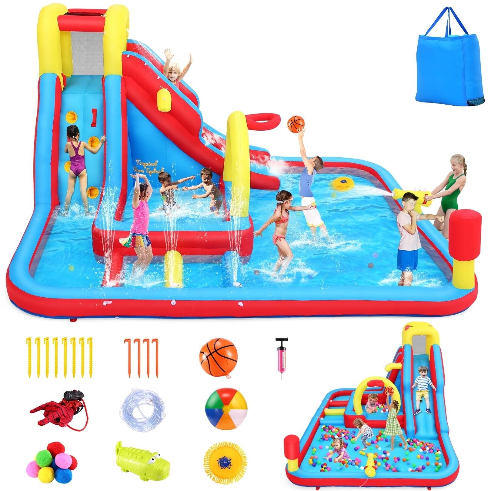 Adnoom Water Slide with Small Obstacle Course, Kids Bounce House with ...