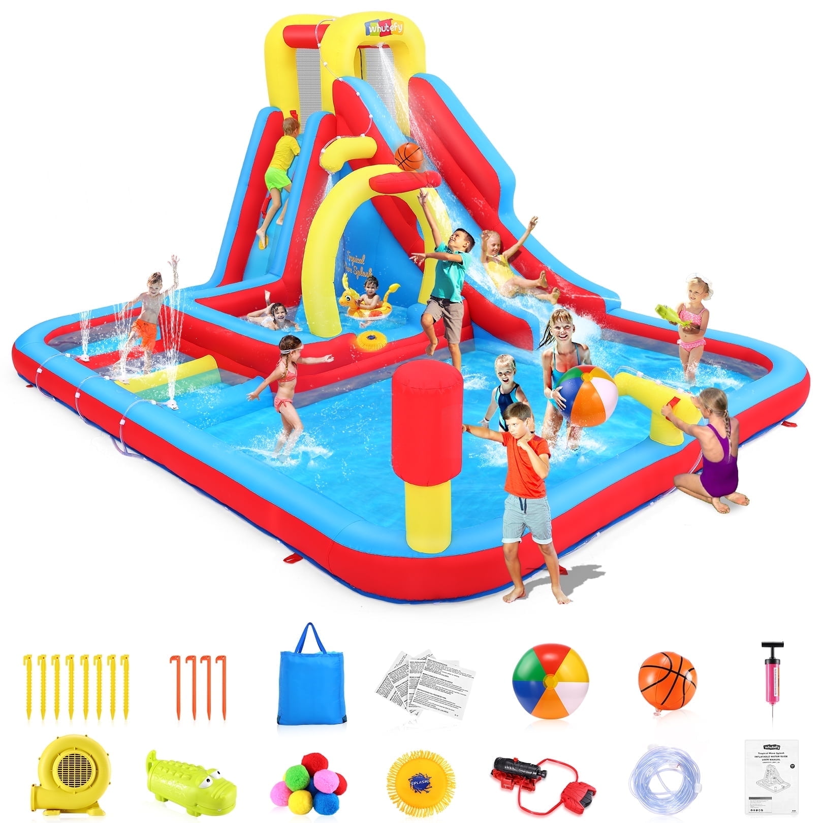 Adnoom Inflatable Bounce House with Water Park, Bounce House with Dual ...