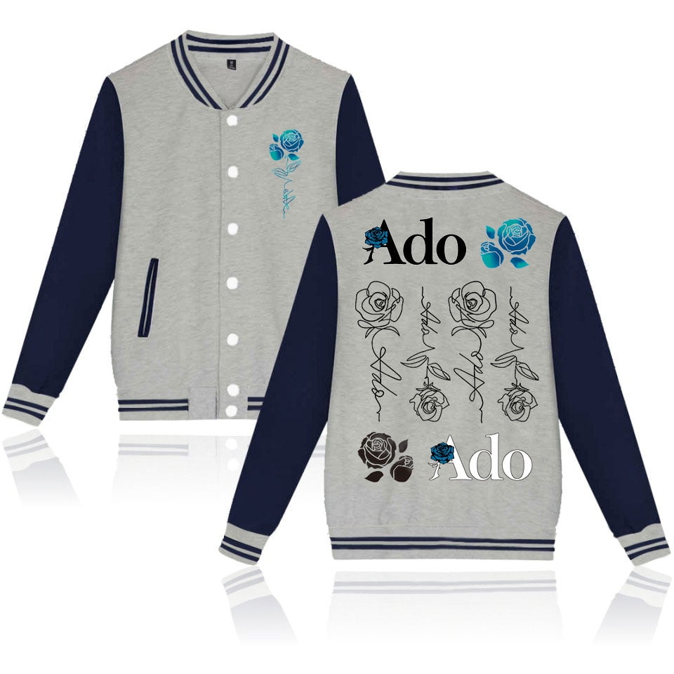 Ado Blue Rose Logo Merch Varsity Jacket Cosplay Women Men Fashion Long ...