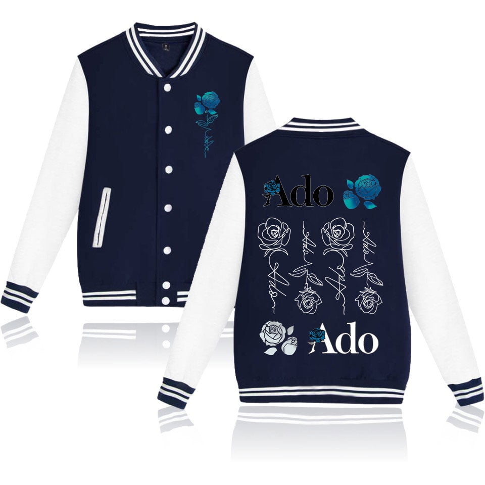 Ado Blue Rose Logo Merch Varsity Jacket Cosplay Women Men Fashion Long ...