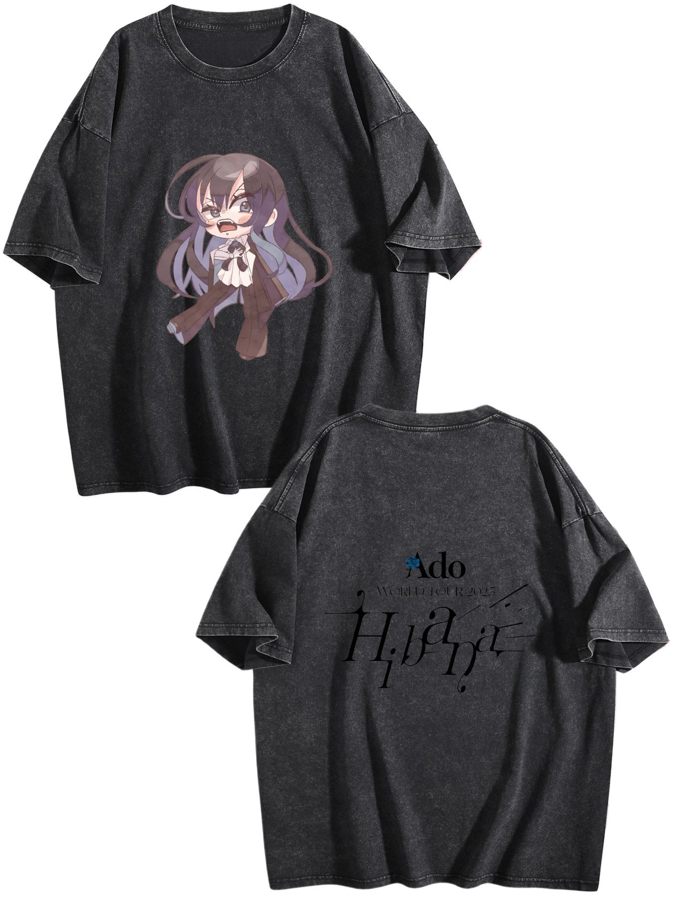 Ado Hibana Short-Sleeved Men's And Women's Casual Pure Cotton Washed T ...