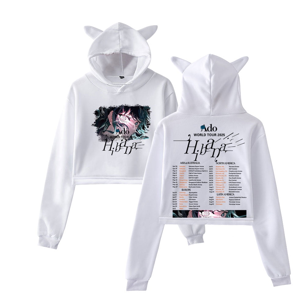 Ado Hibana World Tour Logo Merch Pullover Female Cat Ears Hoodie Long Sleeve Tee Women's Clothes ...