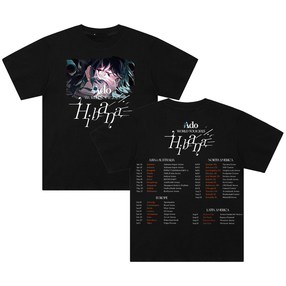 Ado Hibana World Tour T-shirt Crewneck Short Sleeve Cotton Tee Men ...