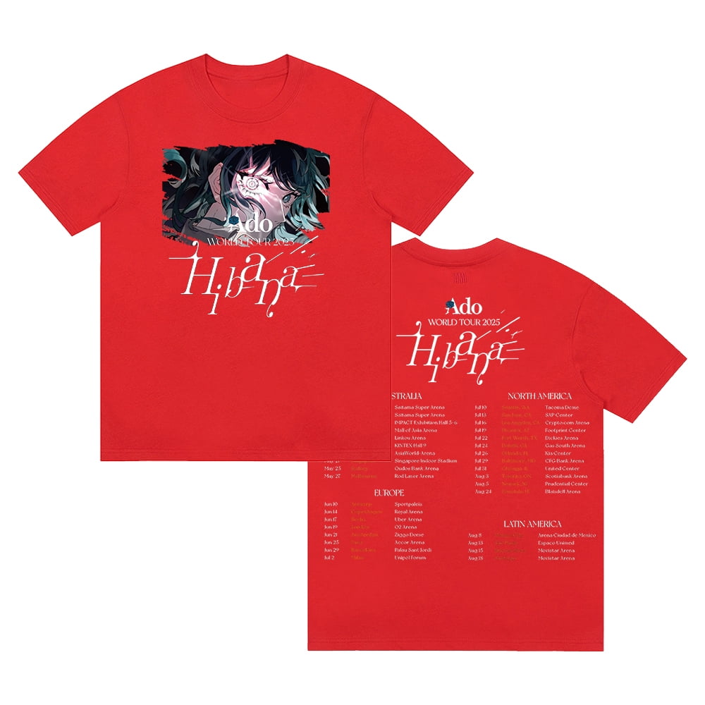 Ado Hibana World Tour T-shirt Crewneck Short Sleeve Cotton Tee Men ...