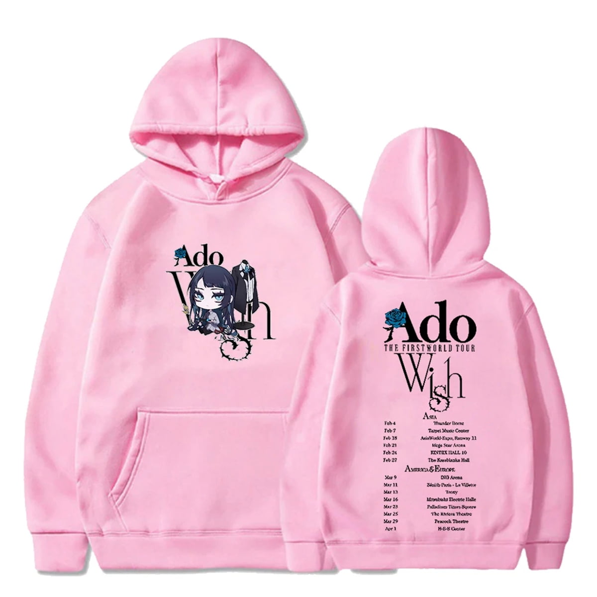 Ado Wish Merch The First World Tour Hoodie 2024 Long Sleeve Streetwear ...