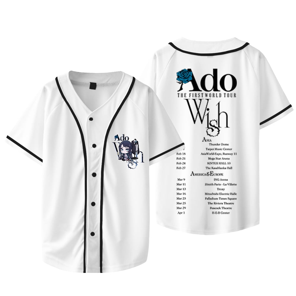 Ado Wish Tour Merch Baseball Jacket Blue Rose Tee Women Men Fashion ...