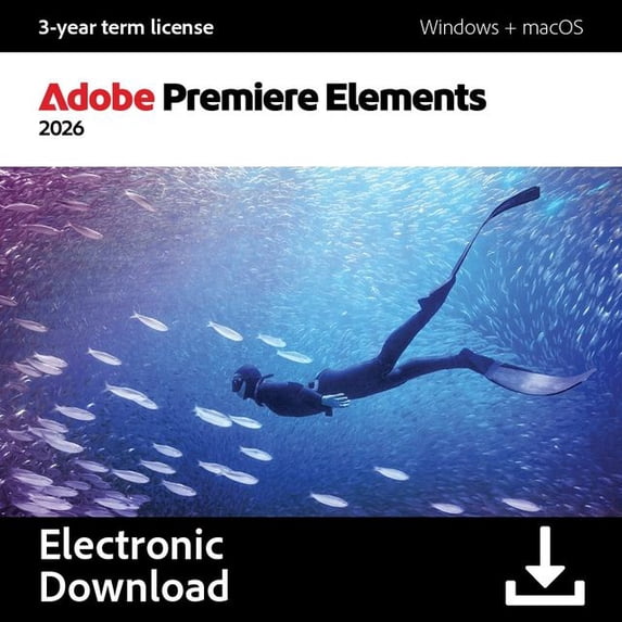 Adobe Premiere Elements 2026 - PC/Mac - Video Editing - 3-year term ...