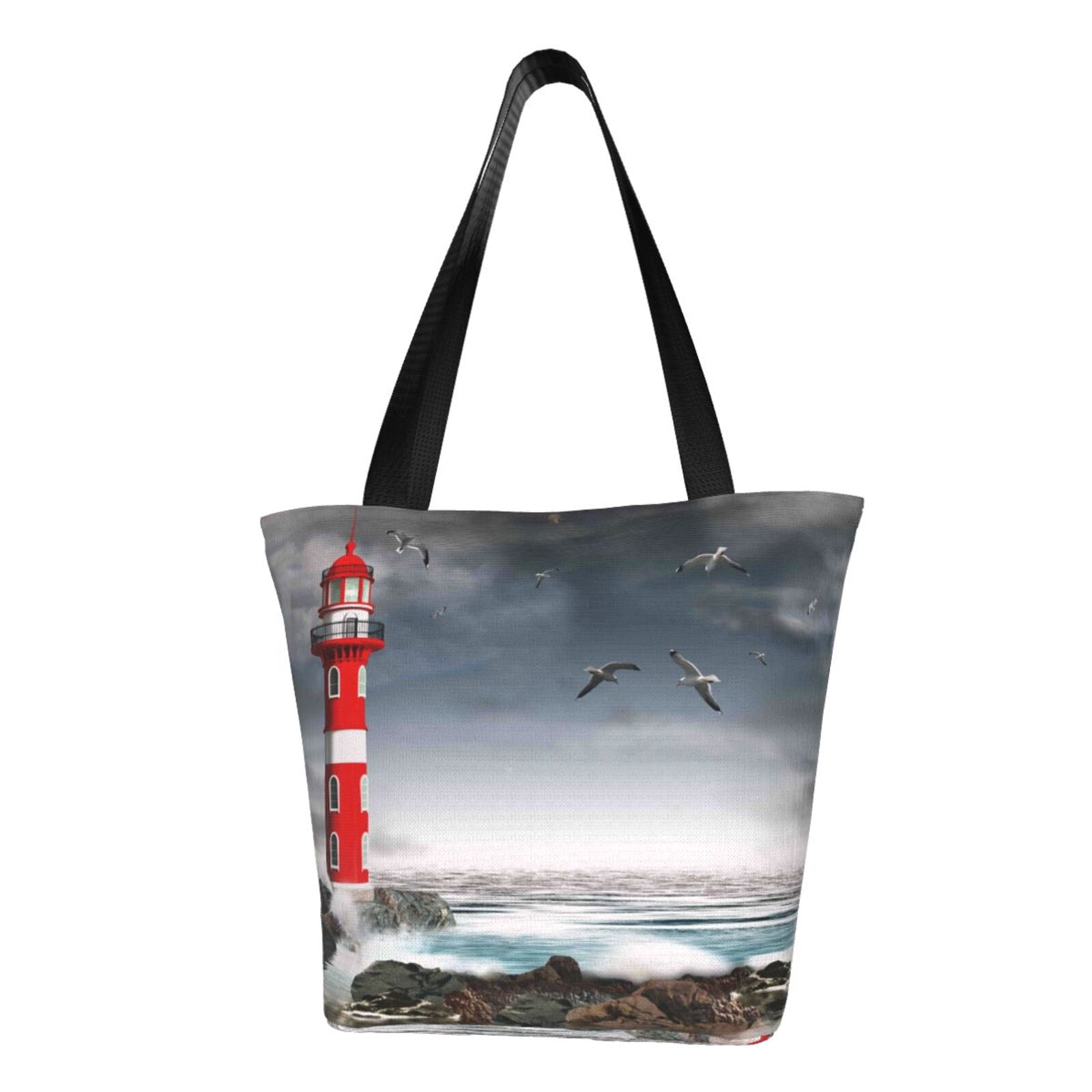Adobk 3d Lighthouse In The Surf Canvas Tote Bag Vintage Tote Bag ...