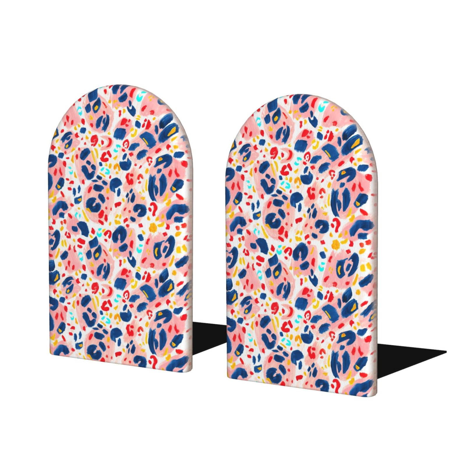 Adobk Abstract Leopard Print Print Wood,Non-Skid Bookend for Shelves ...