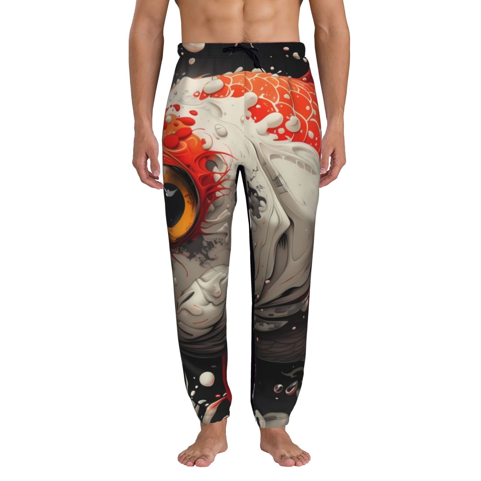 Adobk Abstract Red Koi Fish Art Print Men's Sweatpants Tapered Joggers ...