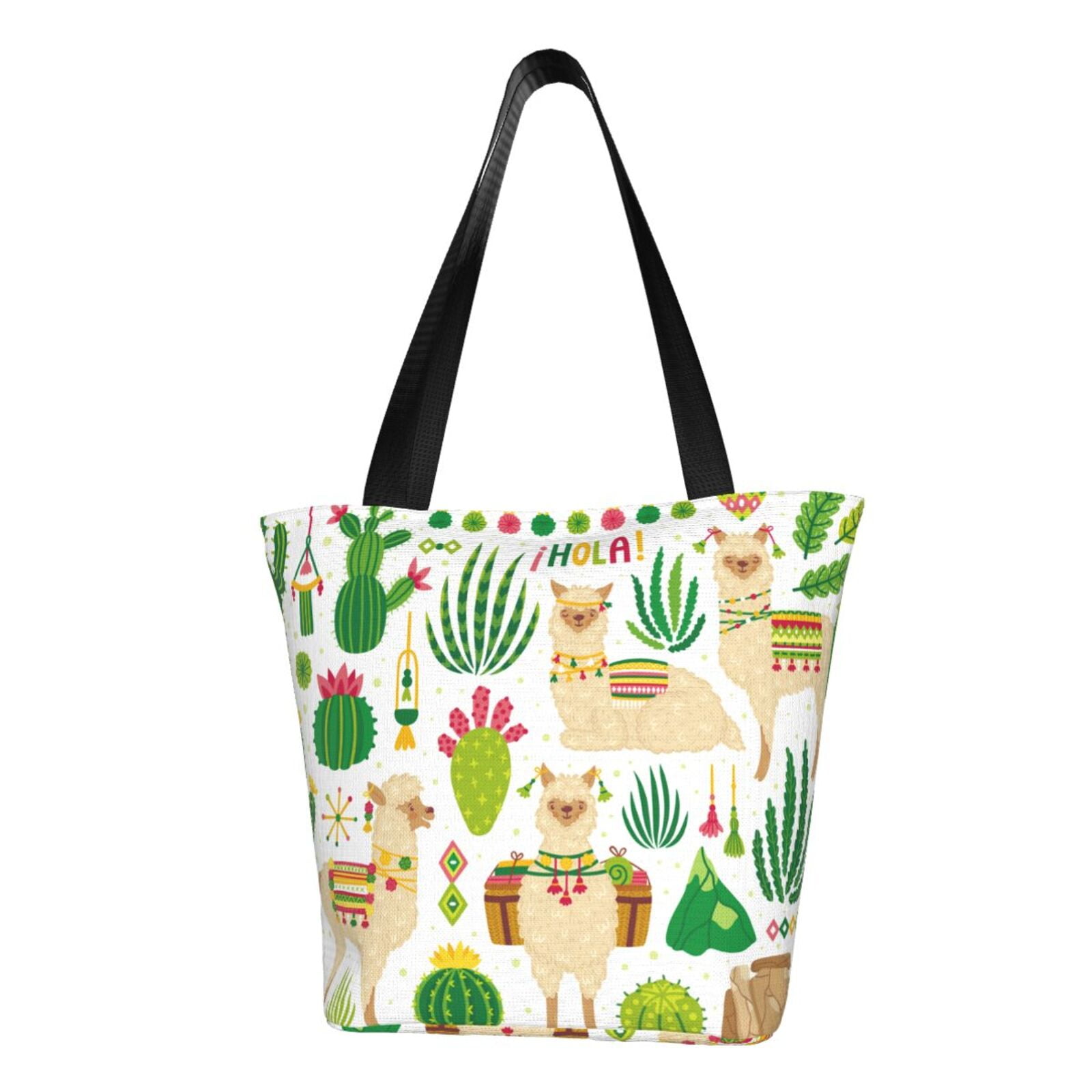 Adobk Alpaca And Cactus Canvas Tote Bag Vintage Tote Bag Shopping Bags ...