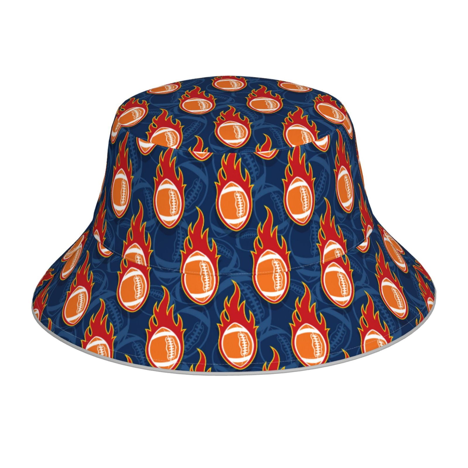 Adobk American Football And Fire Flames Reflective Fisherman'S Hat Caps ...