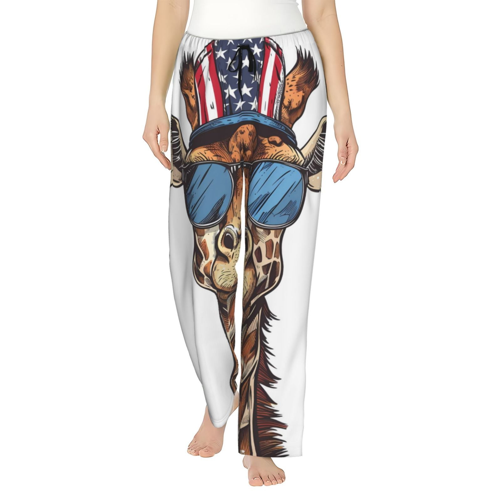 Adobk American Giraffe Style Print Women Comfy Casual Pajama Pants with ...