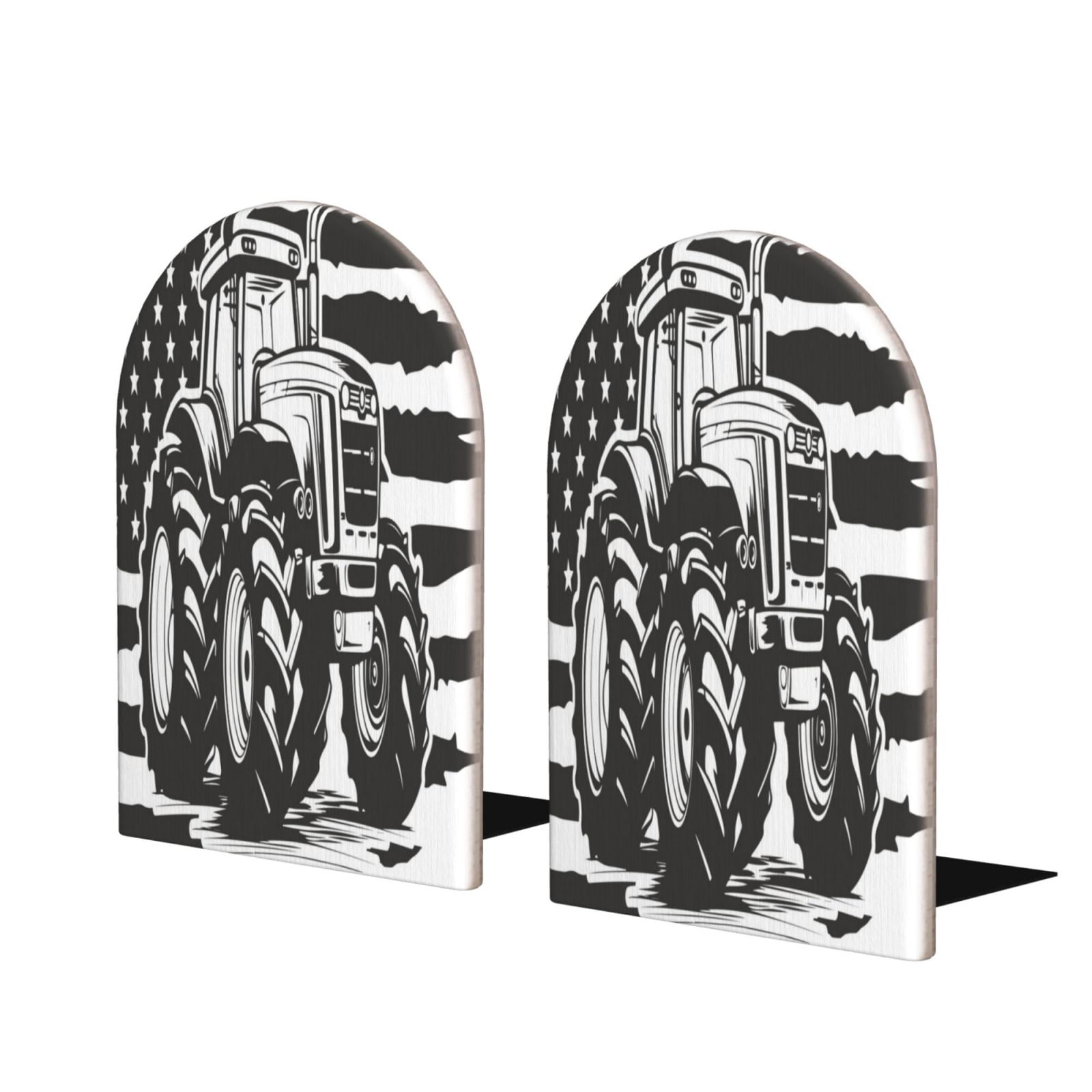 Adobk American Tractor Print Wooden Bookends with Metal Base,on-Skid ...