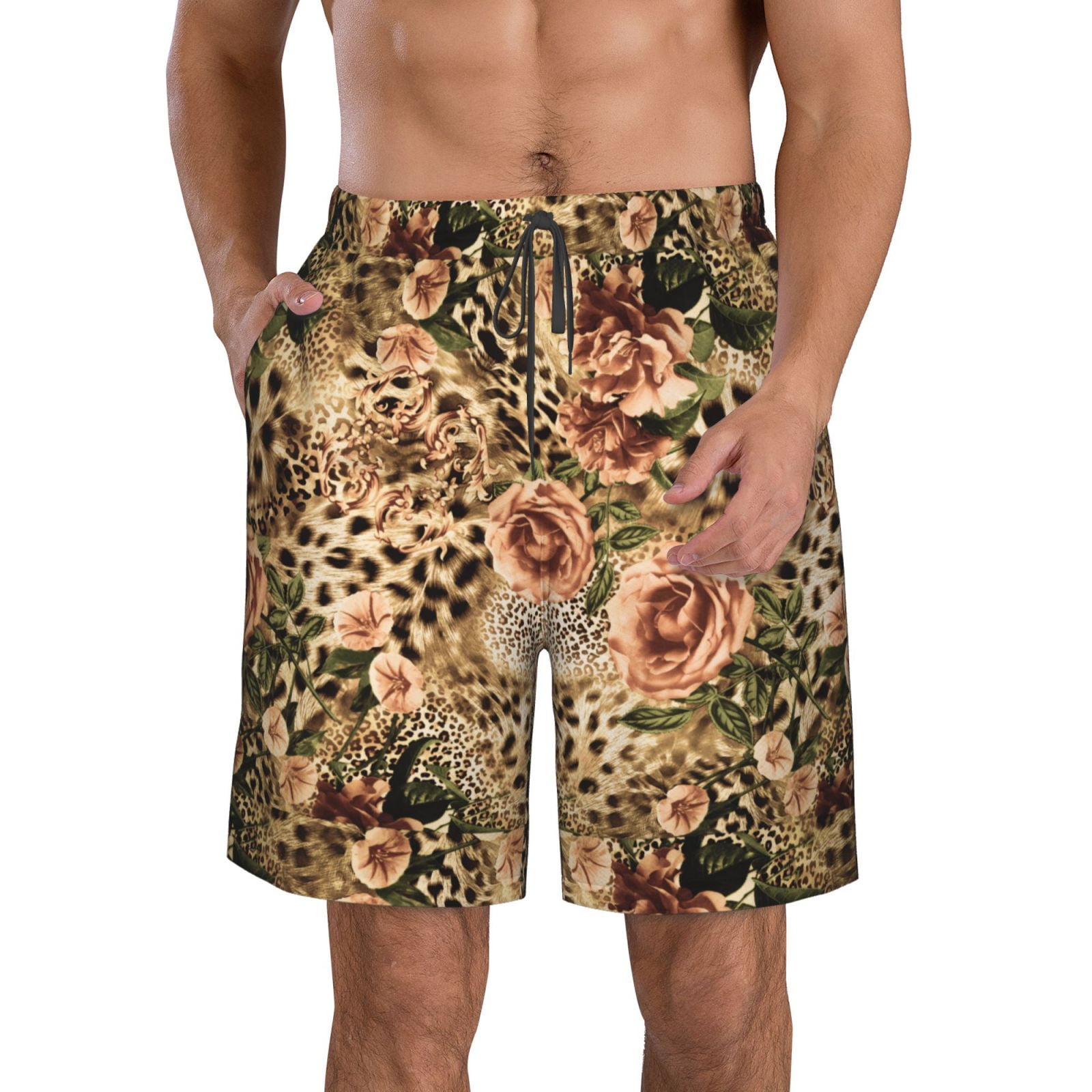 Adobk Animal Leopard Print Men's Swim Trunks Hawaiian Bathing Suit ...