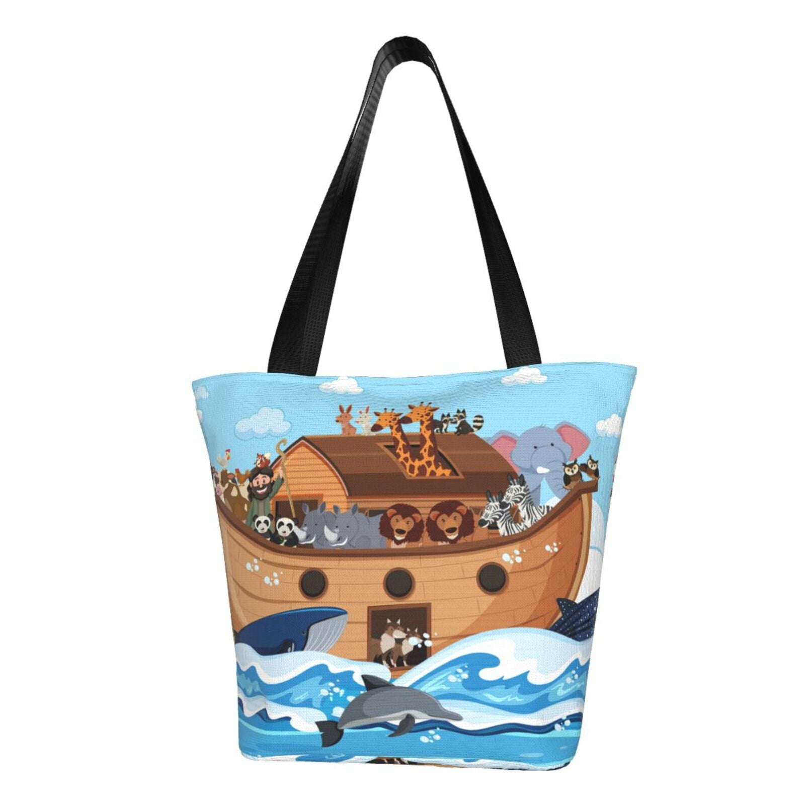 Adobk Animals On Noah'S Ark Canvas Tote Bag Vintage Tote Bag Shopping ...