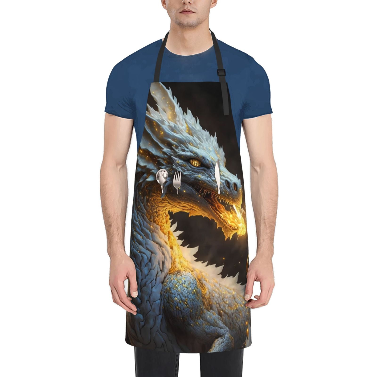 Adobk Aprons Adjustable Bib Aprons with 2 Pockets Cooking Kitchen Chef ...