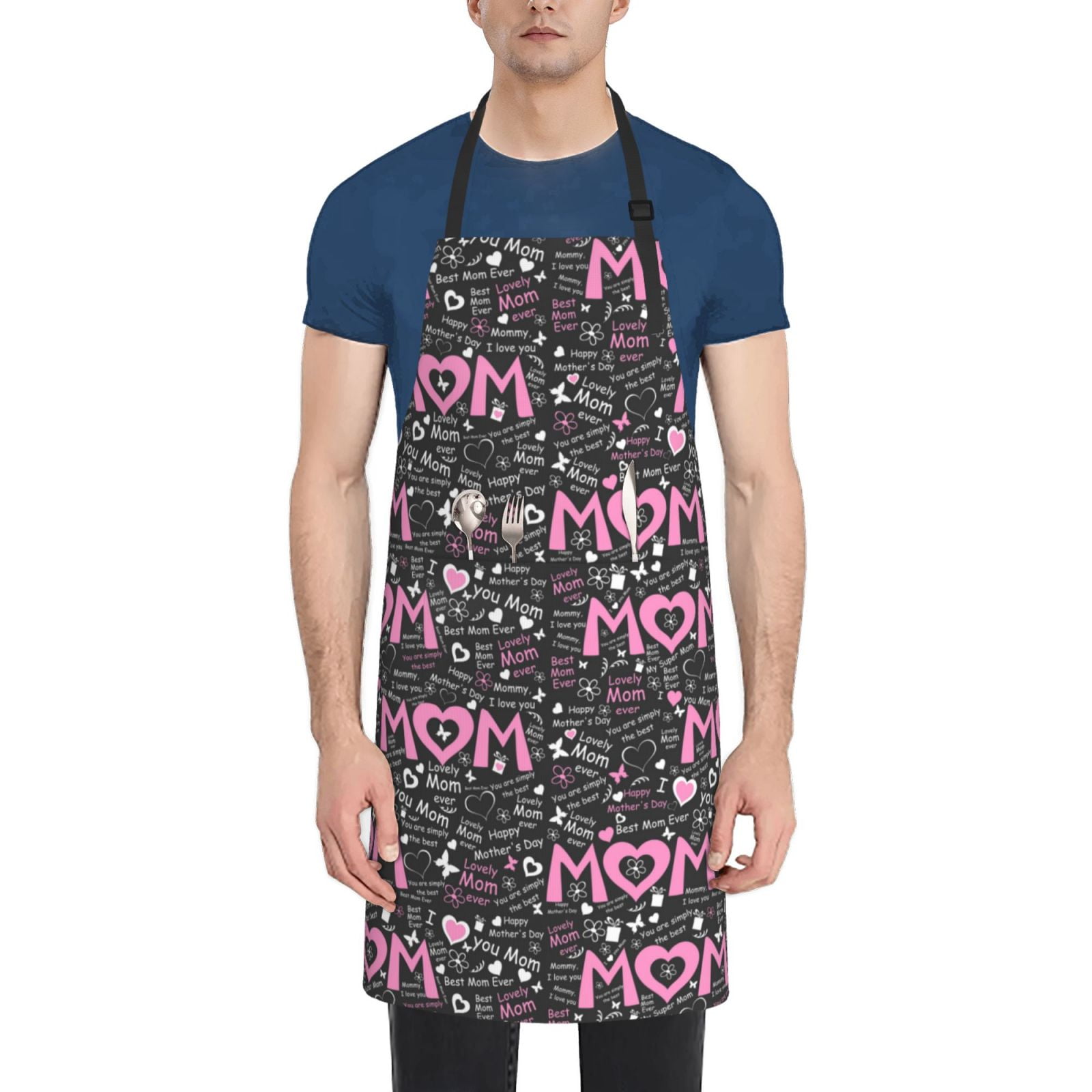 Adobk Aprons Adjustable Bib Aprons with 2 Pockets Cooking Kitchen Chef ...