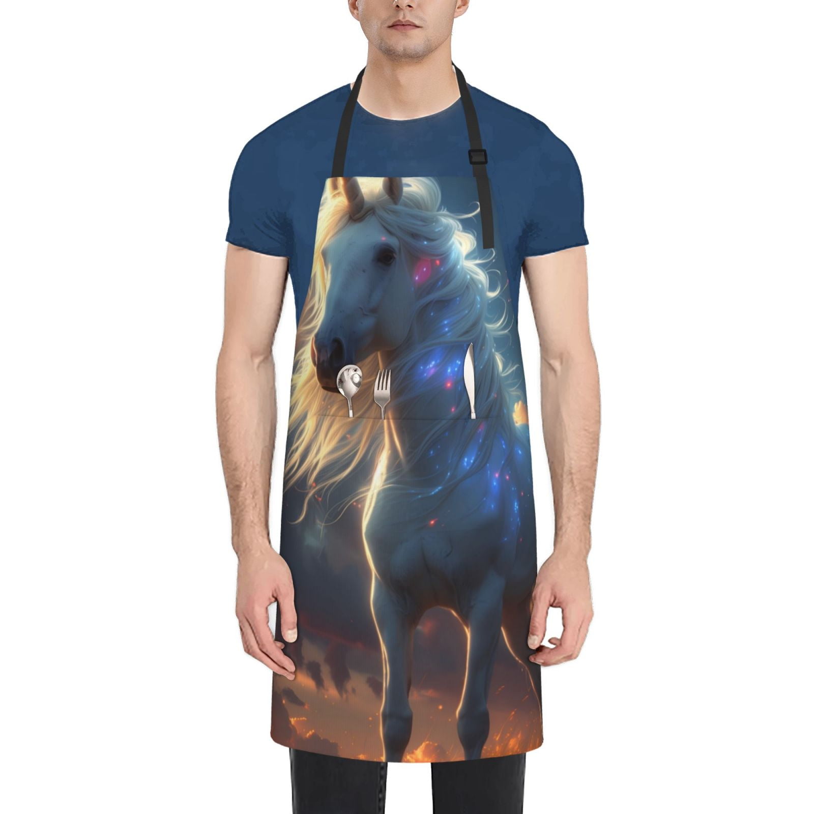 Adobk Aprons Adjustable Bib Aprons with 2 Pockets Cooking Kitchen Chef ...