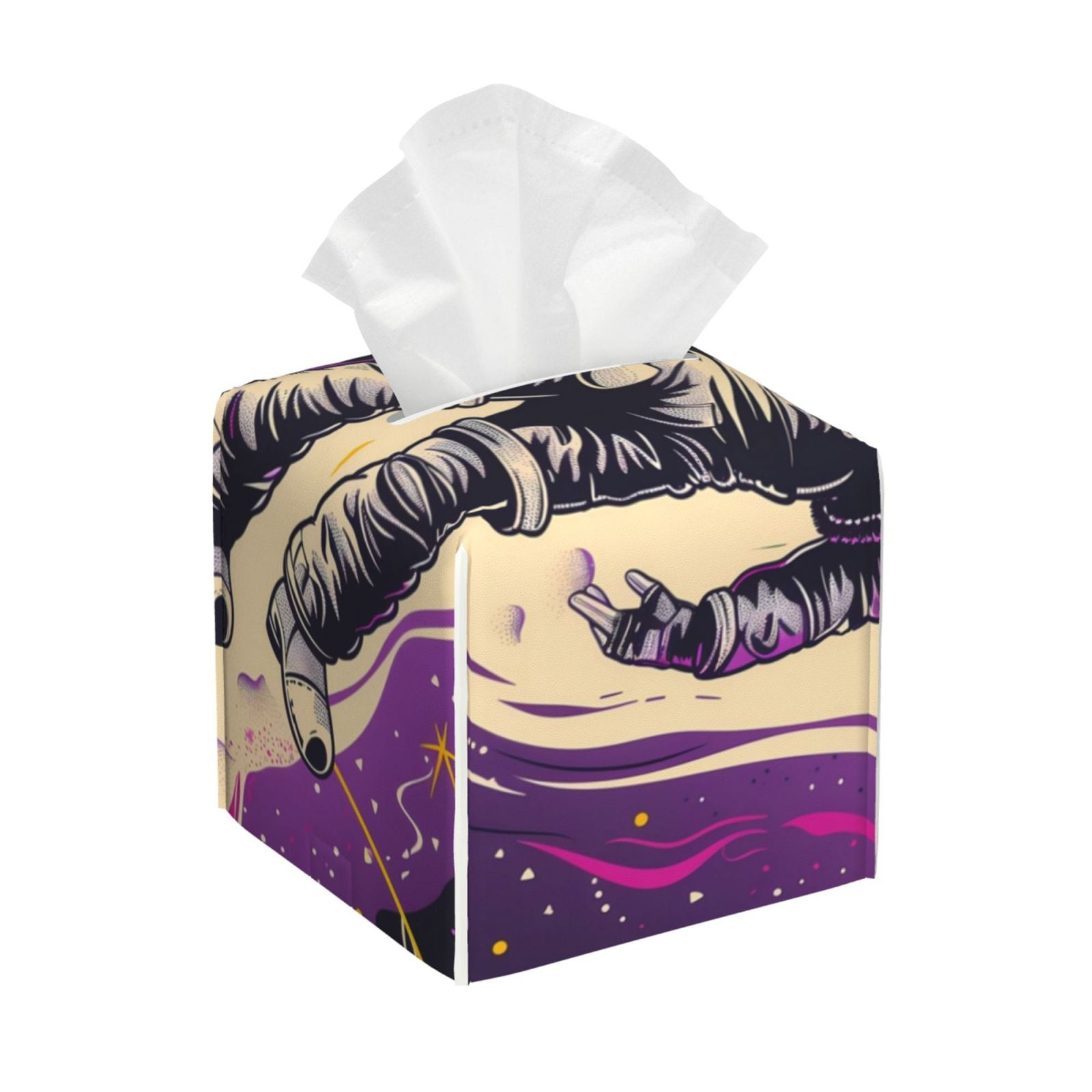 Adobk Astronaut Floating purple Space Print Tissue Box Cover, Square PU ...