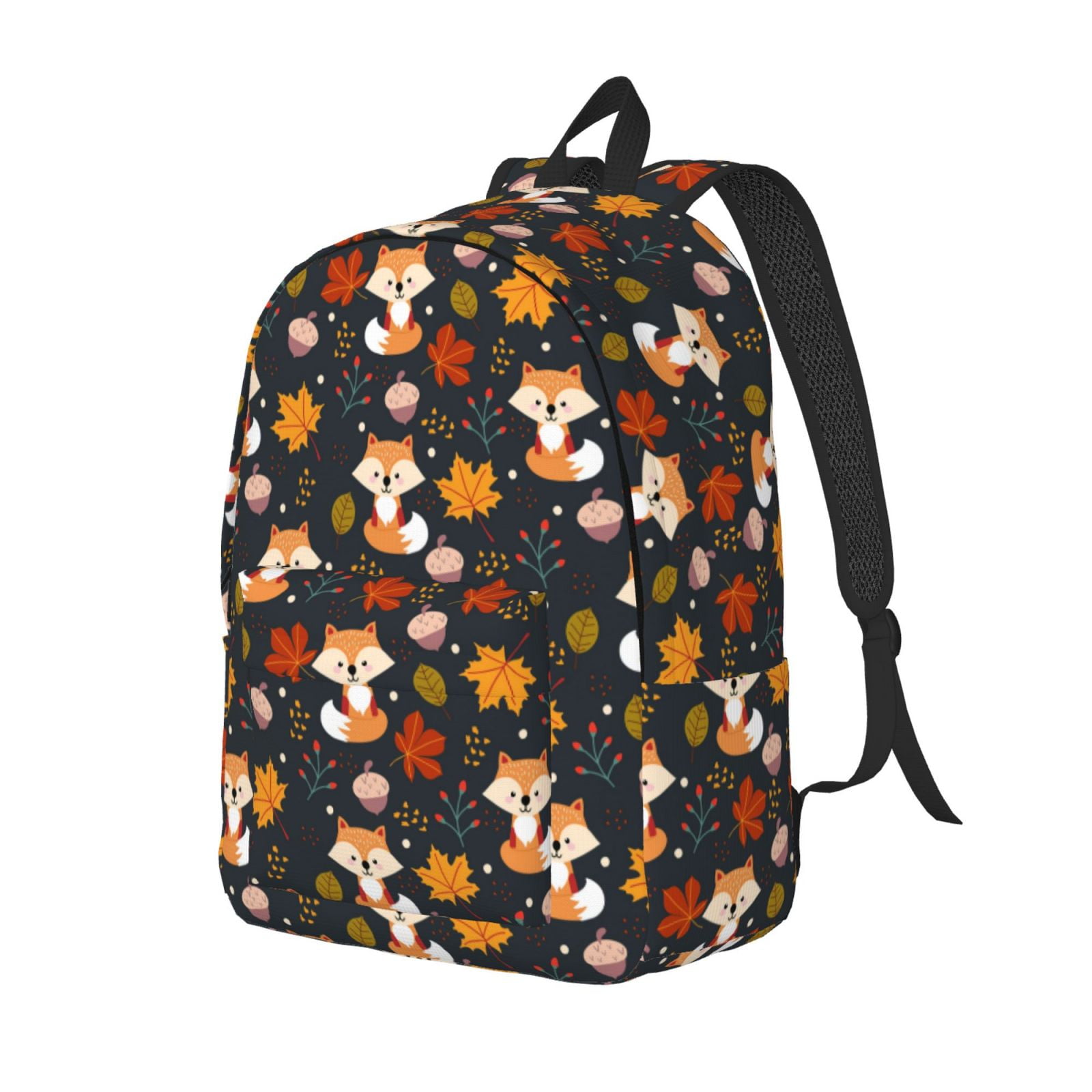 Adobk Autumn Fox Print Canvas Backpack Lightweight Travel Daypack ...