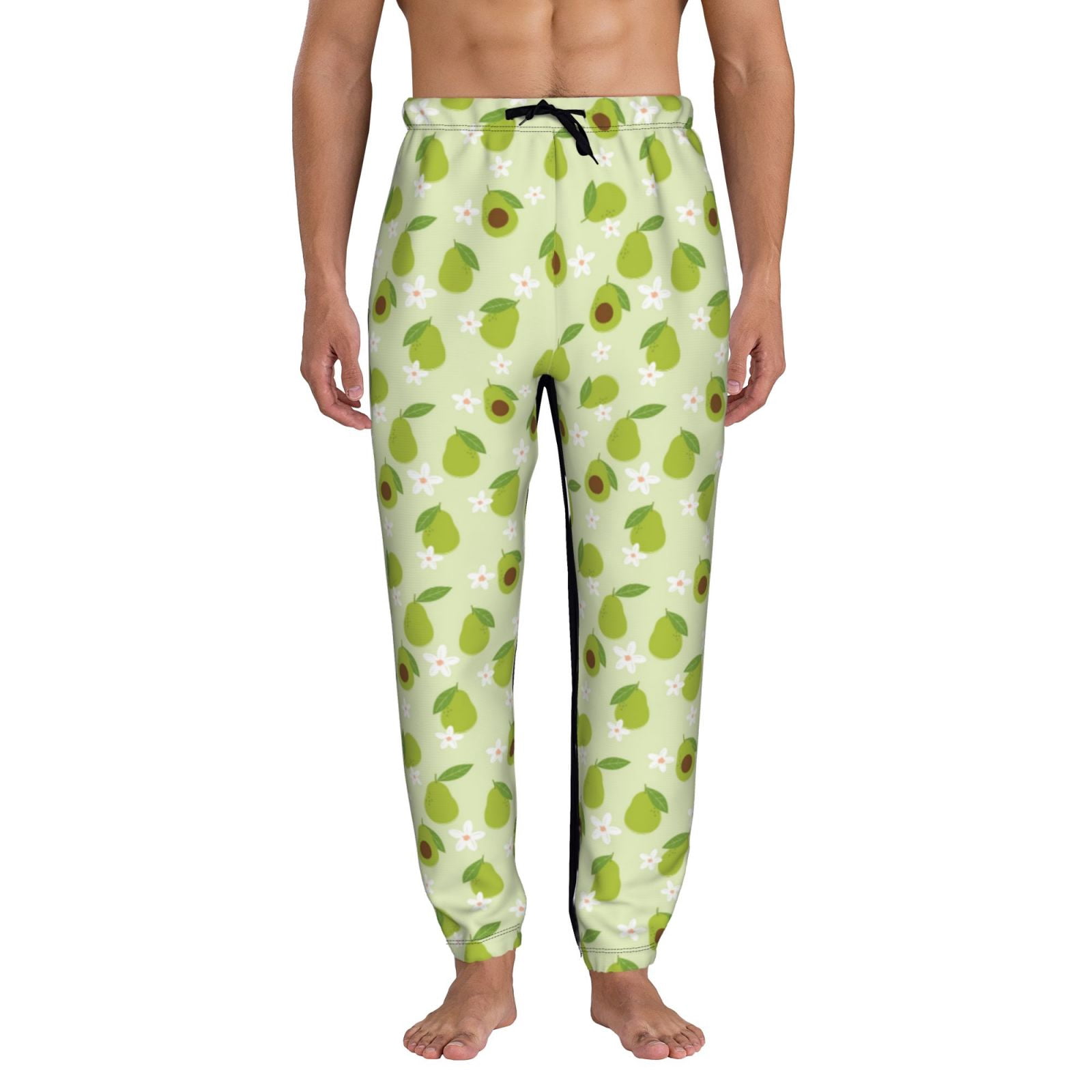 Adobk Avocado With Leaf And Flower Print Men's Sweatpants Tapered ...