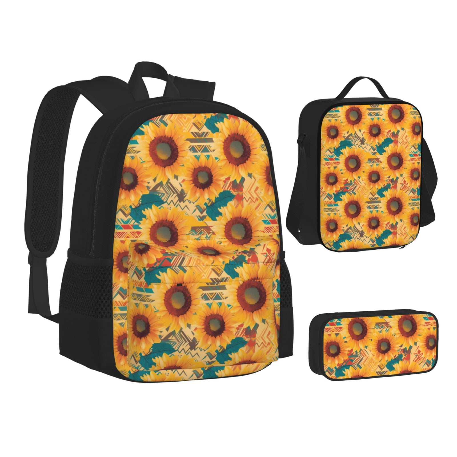 Adobk Beautiful Bohemian Sunflower Print Backpack Set ,School Bags with ...