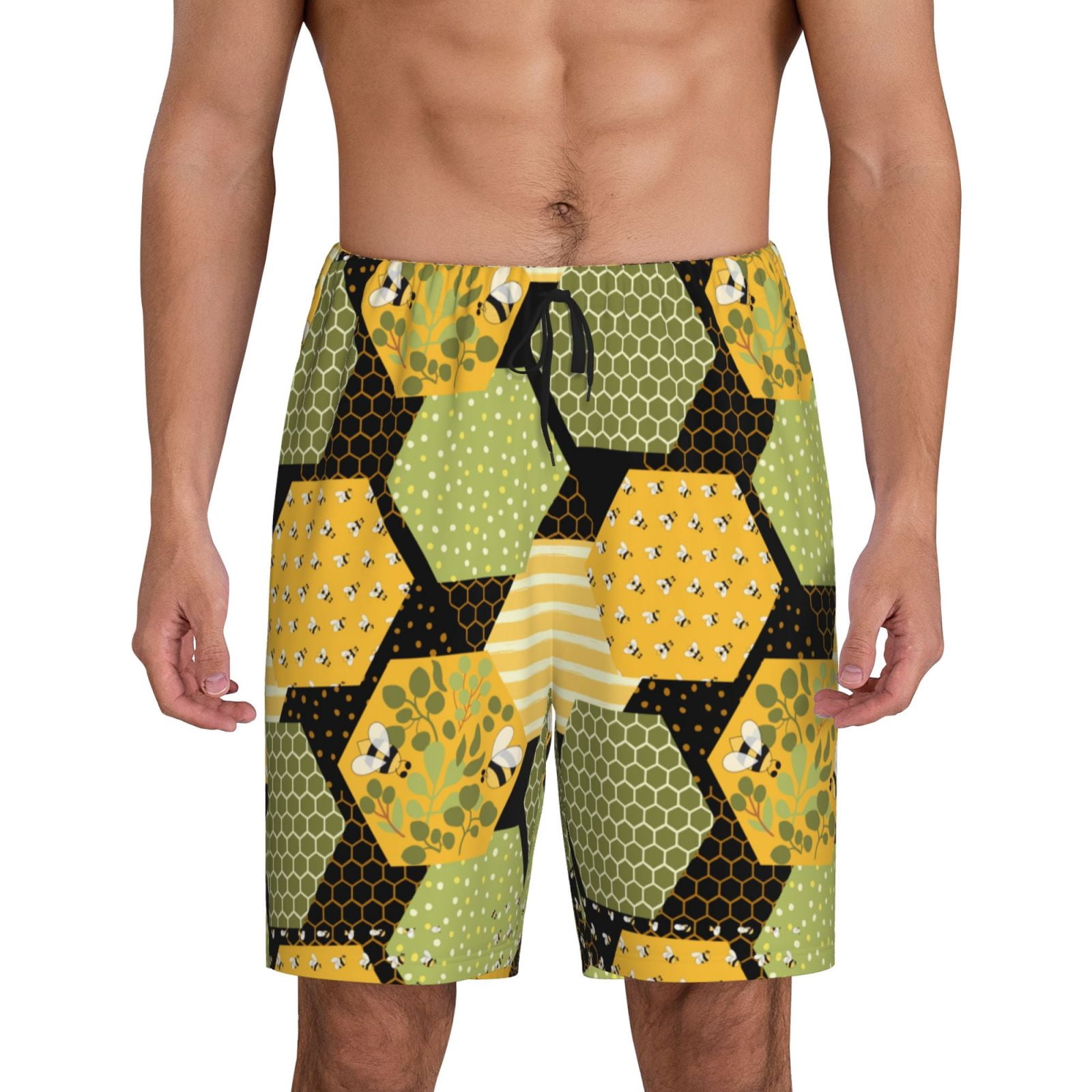 Adobk Bee honey Print Pajama Shorts for Men Pjs Bottoms Sleep Shorts ...