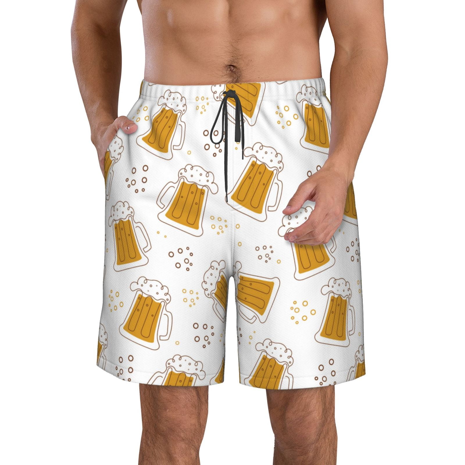 Adobk Beer Print Men's Swim Trunks Hawaiian Bathing Suit Swimsuits ...