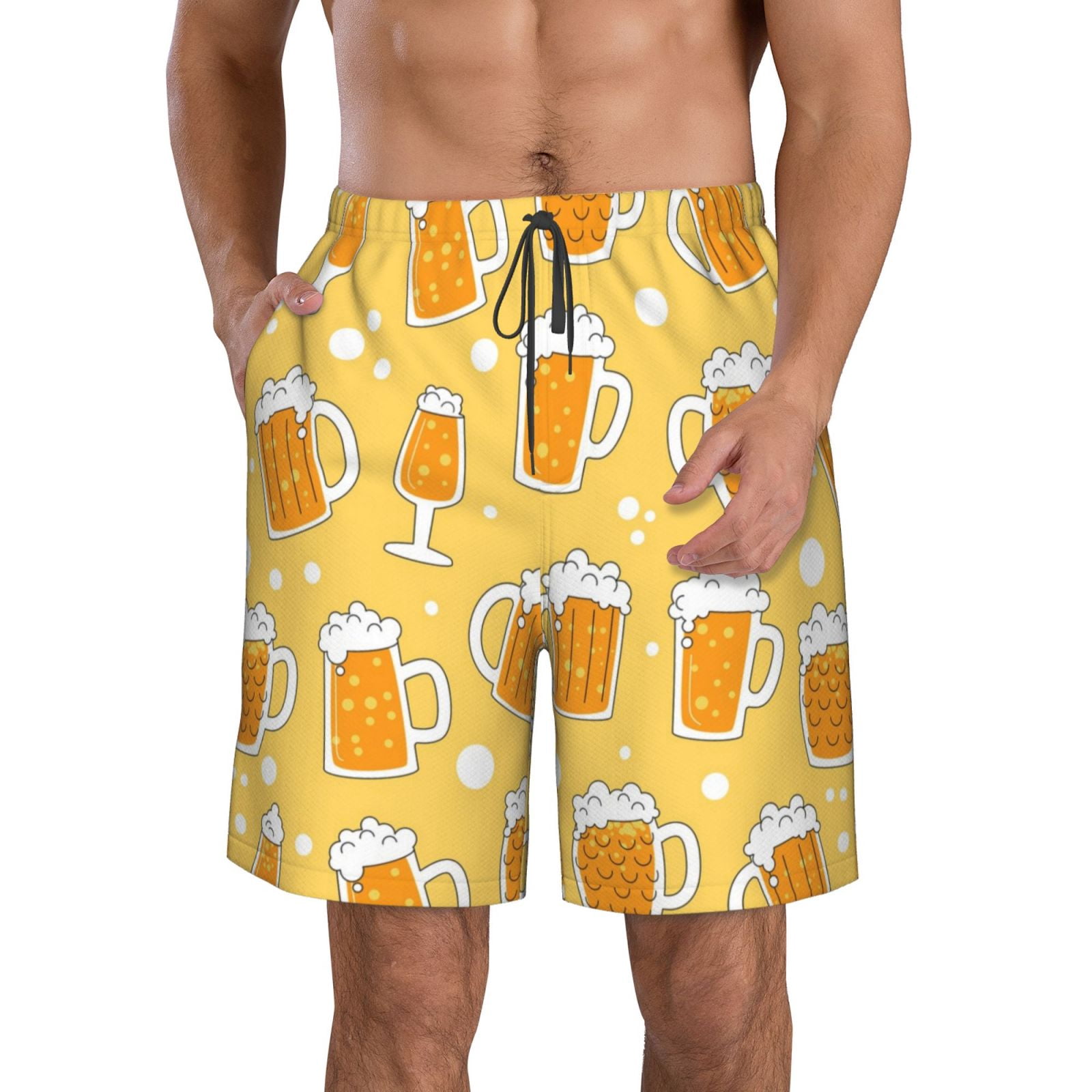 Adobk Beer Print Men's Swim Trunks Hawaiian Bathing Suit Swimsuits ...