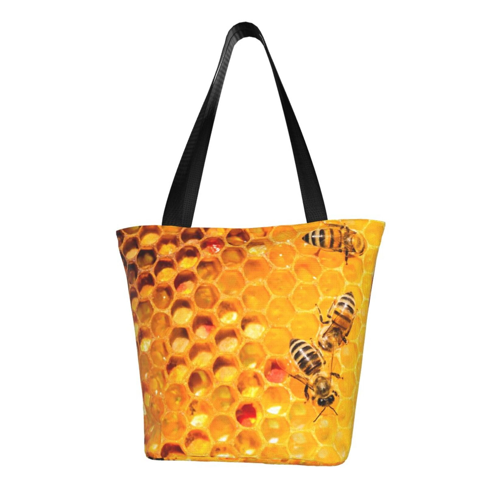 Adobk Bees On Hive Honeycomb Canvas Tote Bag Vintage Tote Bag Shopping ...